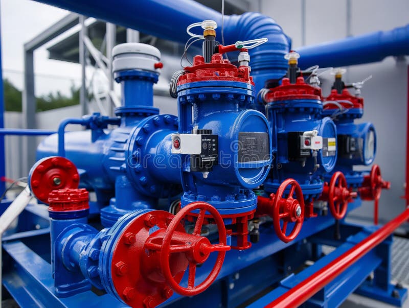 Industrial Pipeline Valves System Stock Image - Image of construction ...