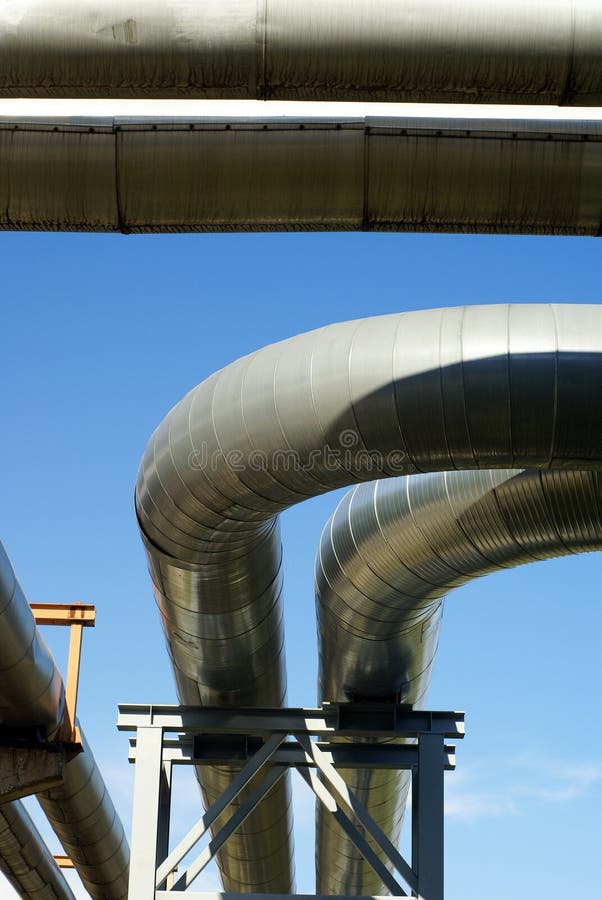 Industrial Pipelines and Electric Power Lines Stock Photo - Image of ...