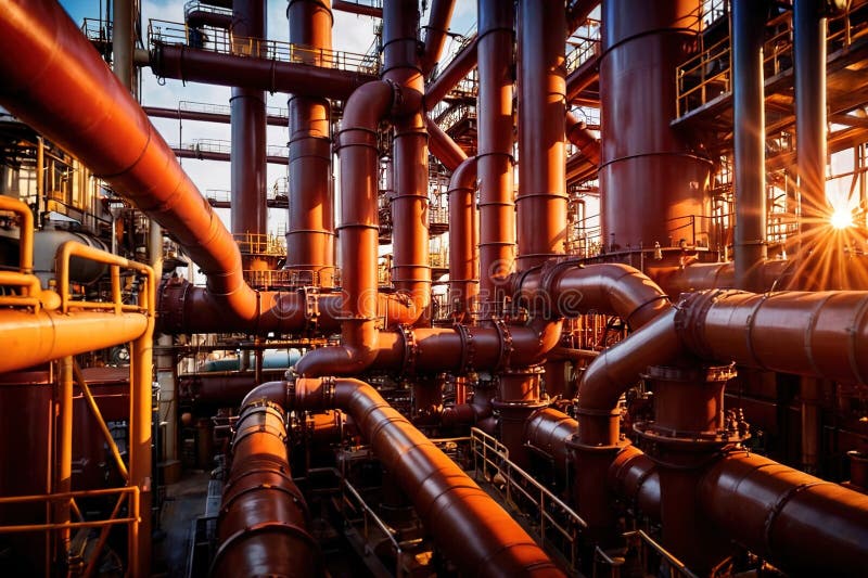 Industrial Pipelines Inside Oil Refinery Stock Illustration ...