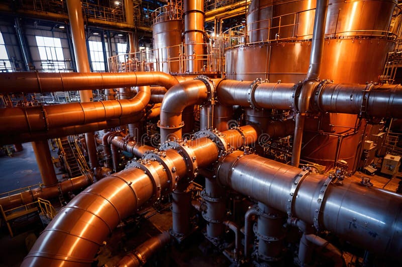 Industrial Pipelines Inside Oil Refinery Stock Illustration ...