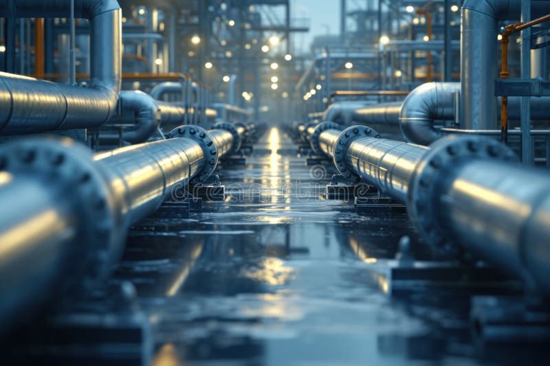 Industrial Pipelines in a Modern Factory. Stock Photo - Image of ...