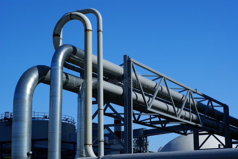 Industrial Pipelines on Pipe-bridge Stock Photo - Image of iron, burn ...