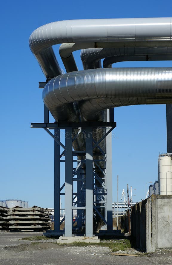 Industrial Pipelines on Pipe-bridge Stock Image - Image of bridge ...
