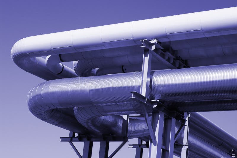 Industrial Pipelines on Pipe-bridge Stock Photo - Image of generation ...