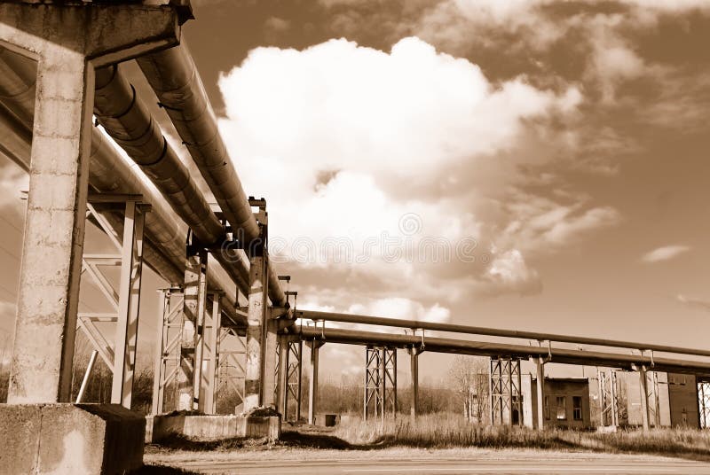 Industrial Pipelines on Pipe-bridge Stock Photo - Image of bridge ...