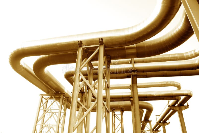 Industrial Pipelines on Pipe-bridge Stock Photo - Image of pipelines ...