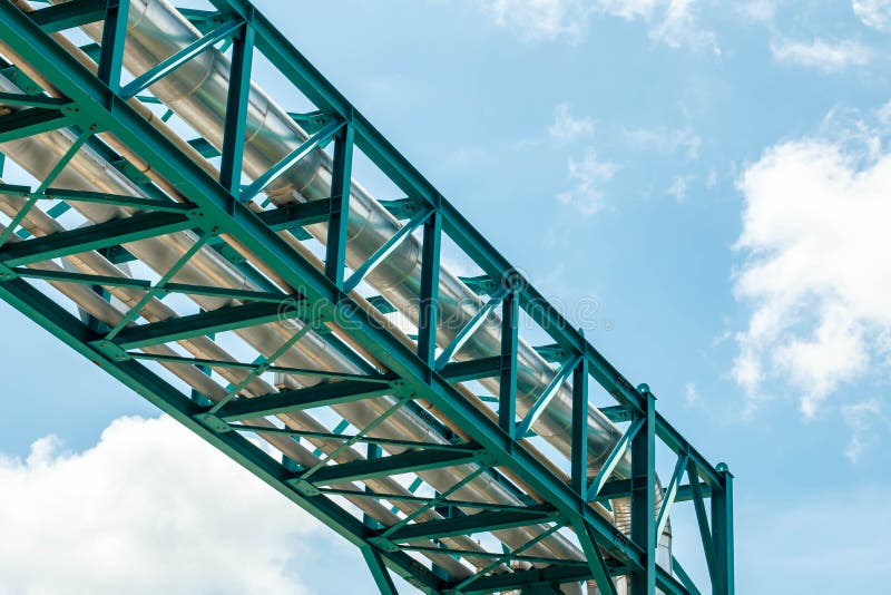 Industrial Pipelines on Pipe-bridge Stock Photo - Image of smokestack ...