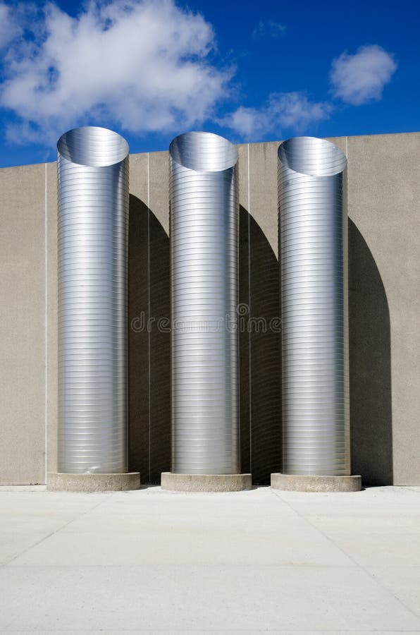 Industrial Pipes Outside Building with Blue Sky Stock Image - Image of ...