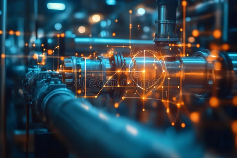 Industrial Pipes Showing Augmented Reality Maintenance Interface in a ...