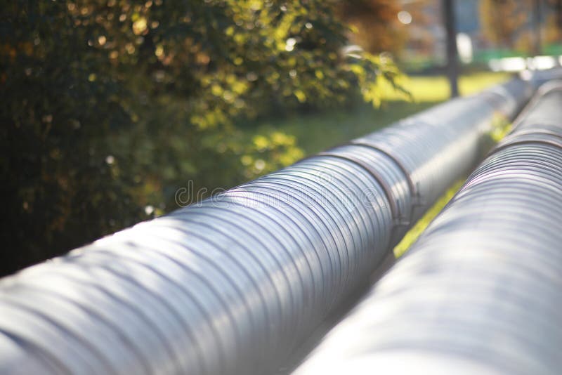 Industrial Pipes on Street Construction Stock Photo - Image of pipe ...