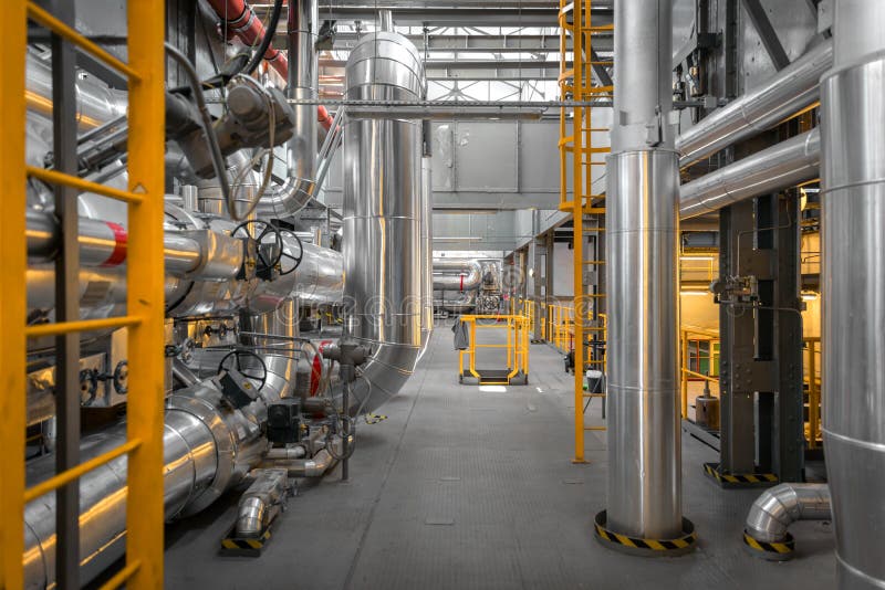 Industrial Pipes in a Thermal Power Plant Stock Image - Image of ...