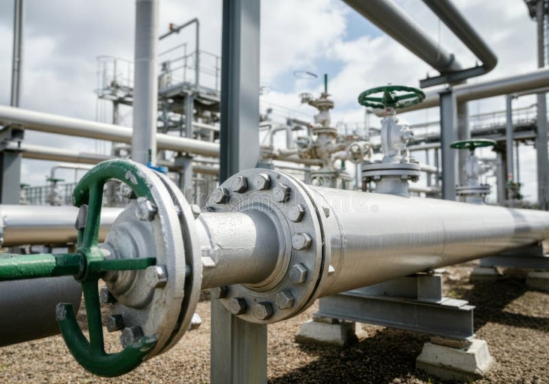 Industrial Pipes and Valves Connecting in a Complex Network Stock Image ...