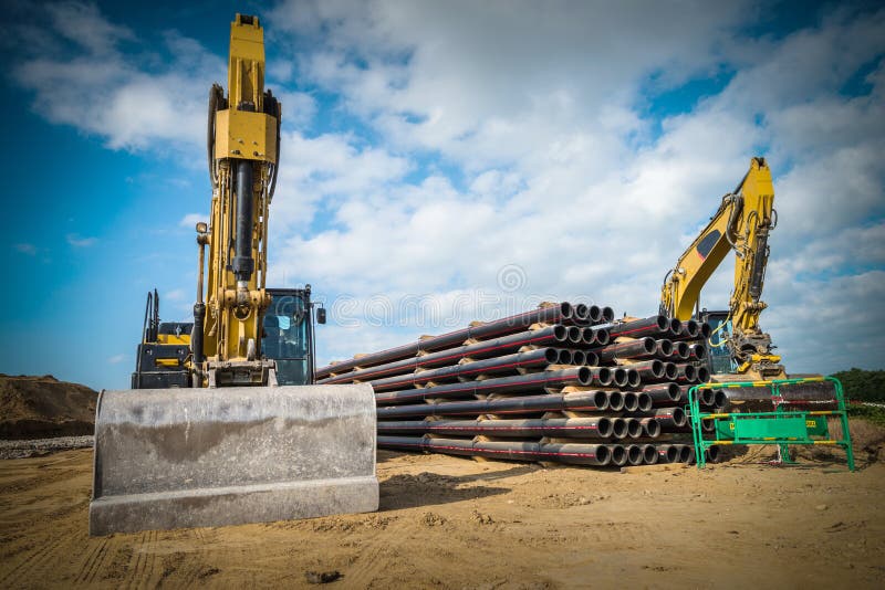 Industrial Piping on a Construction Site Stock Photo - Image of ...