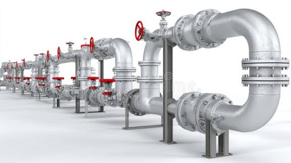 Industrial Piping System 3D Render of Complex Pipeline Network Stock ...