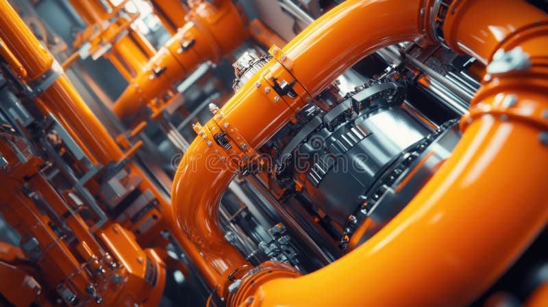 Connected Orange Pipes stock image. Image of manufacturing - 377098383