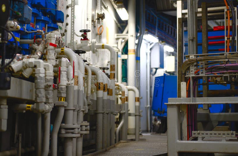 Industrial Piping and Valves. Modern Ship Interior Stock Photo - Image ...
