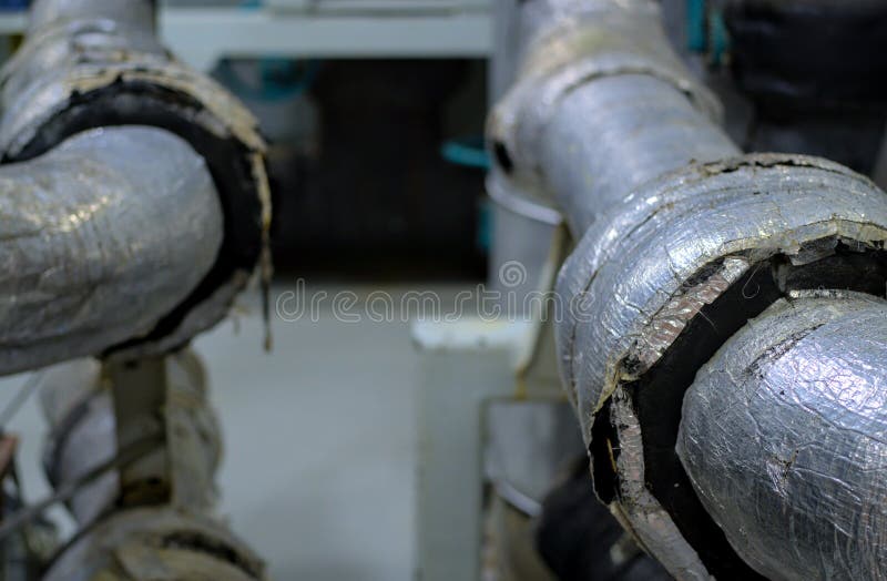 Industrial Piping and Valves. Modern Ship Interior Stock Image - Image ...