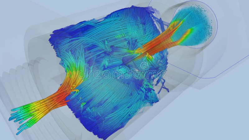 Industrial Piston Flow Simulation - CFD Simulation Computational Fluid Dynamics Stock Footage ...
