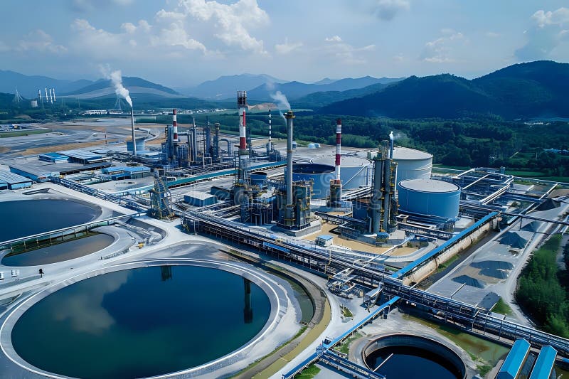 Industrial Plant Aerial View: Refining Processes and Environmental ...