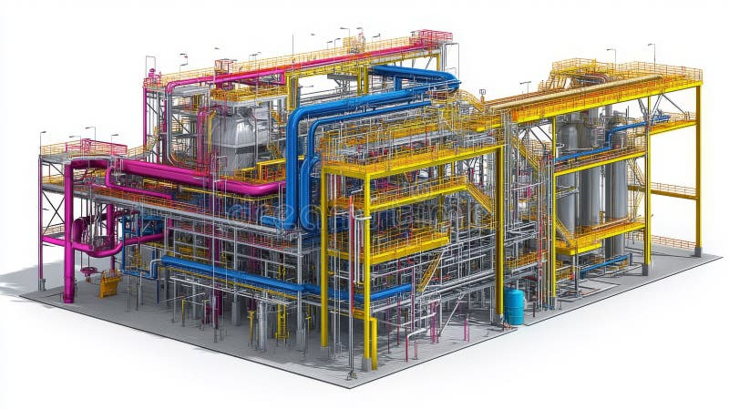 Industrial Plant Engineering 3D Model Design Stock Illustration ...