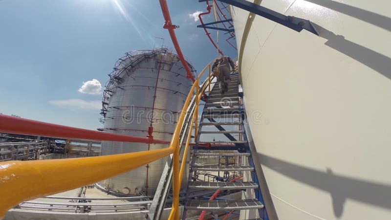 Industrial Plant on Fire with Smoke and Flames in the Evening. Stock ...