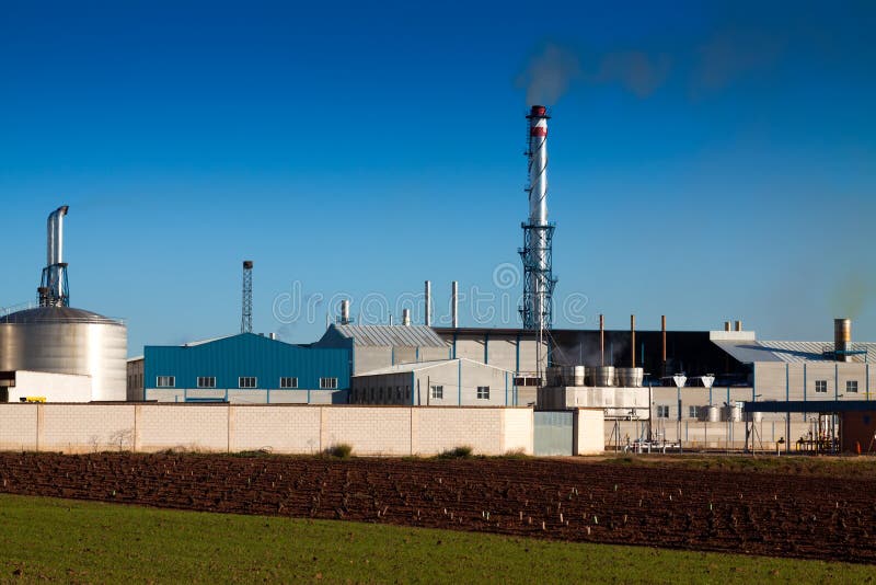 Industrial Plant Near Field Stock Photo - Image of container, field ...