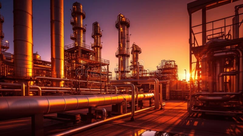 Industrial Plant, Oil Refinery Plant Pipe Line Stock Illustration ...