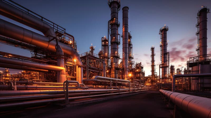 Industrial Plant, Oil Refinery Plant Pipe Line Stock Illustration ...