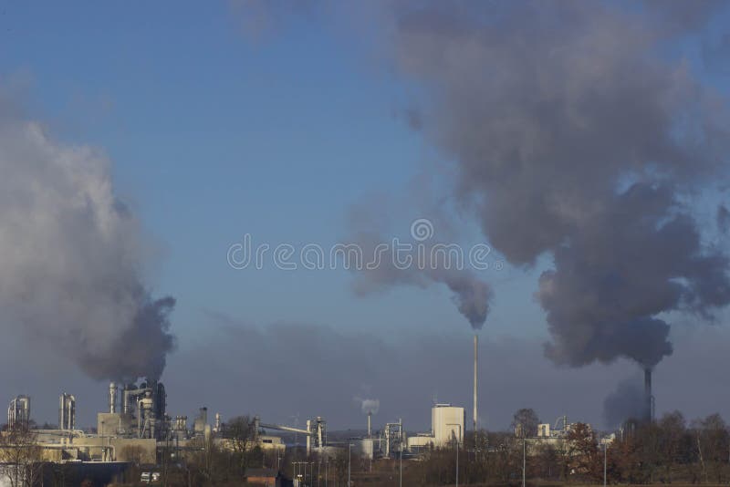 Industrial Plant with Smoke Stacks, Industrial Area Stock Photo - Image ...