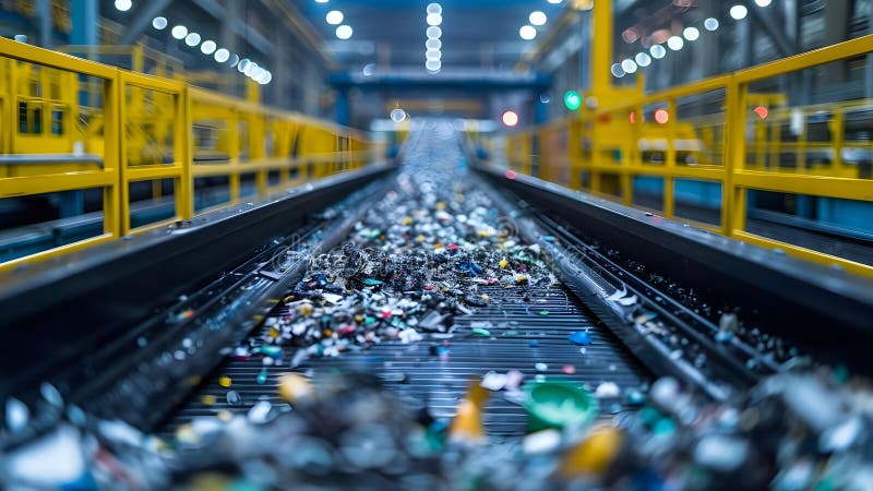 Industrial Plant Sorting and Processing Waste on a Conveyor Assembly ...