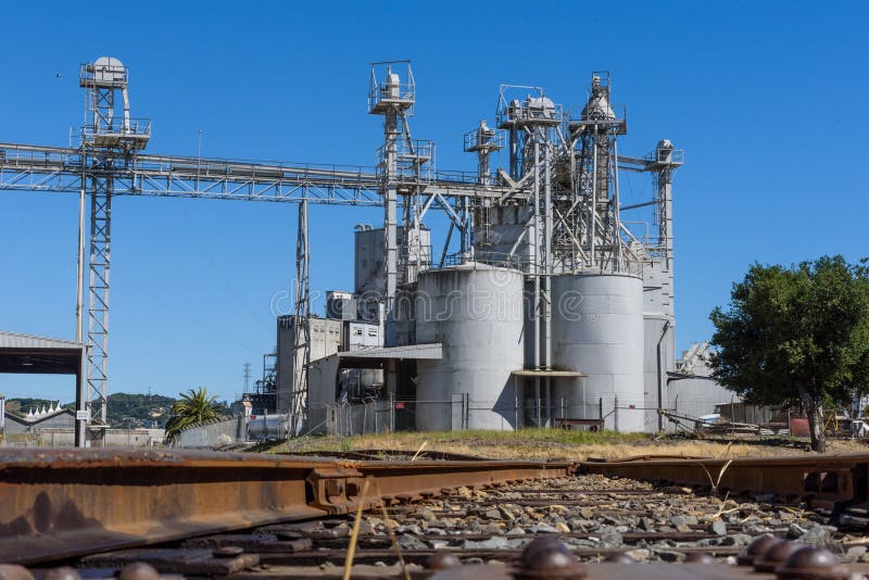 Industrial Plant with Storage Containers and Walkways Stock Photo ...