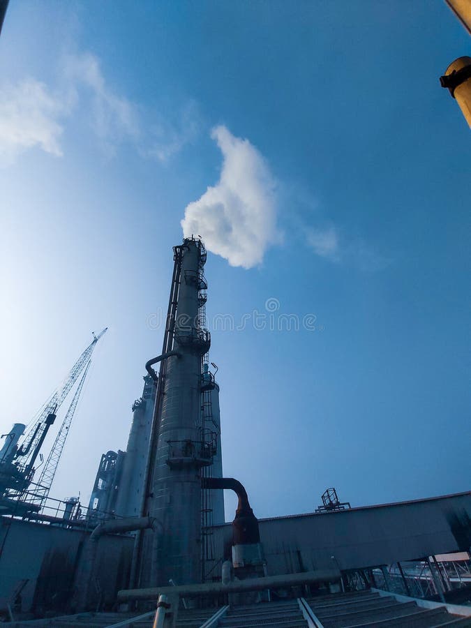 The Industrial Plant Venting Her Process Gas. Stock Image - Image of ...