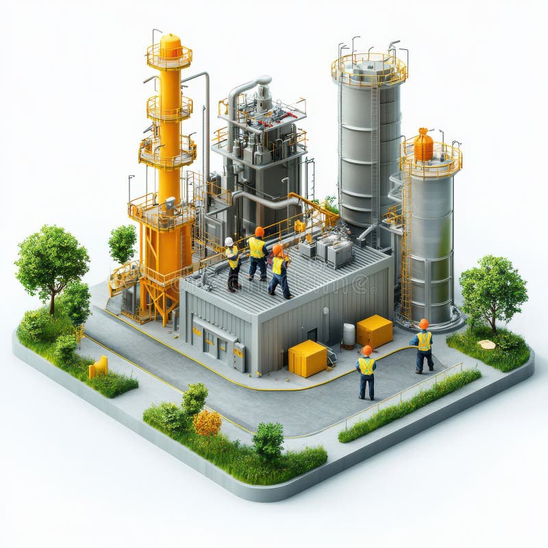 Industrial Plant Workers Safety Green Environment Stock Illustration ...