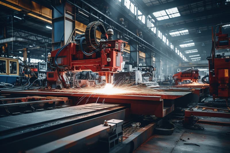 Industrial Plasma Cutter Installed in the Factory Stock Illustration ...