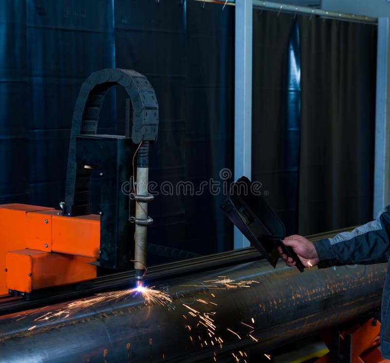 Industrial Cnc Plasma Cutting of Metal Plate Stock Image - Image of ...
