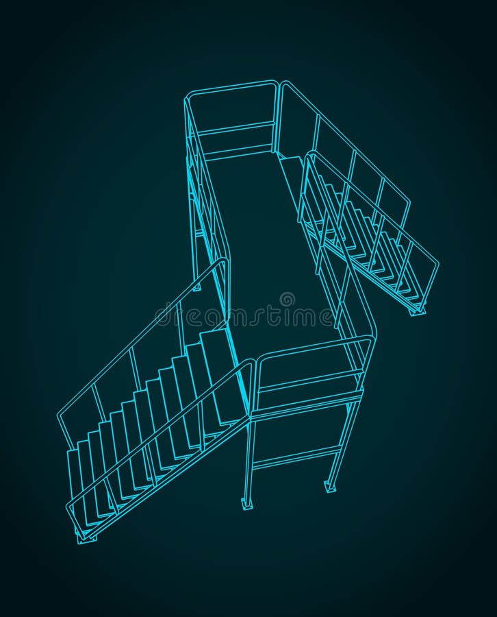 Industrial Platform and Stairs Blueprint Stock Vector - Illustration of ...
