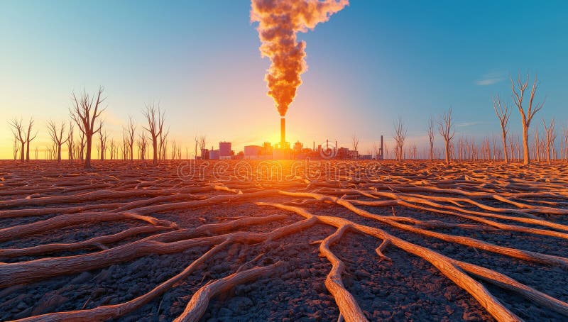Industrial Pollution Causing Environmental Damage. Concept of Climate ...