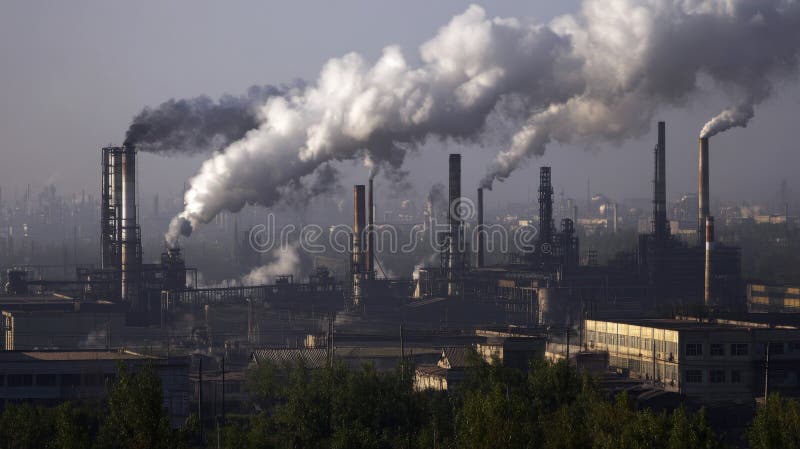 Industrial Pollution Factory Emitting Harmful Substances Causing ...