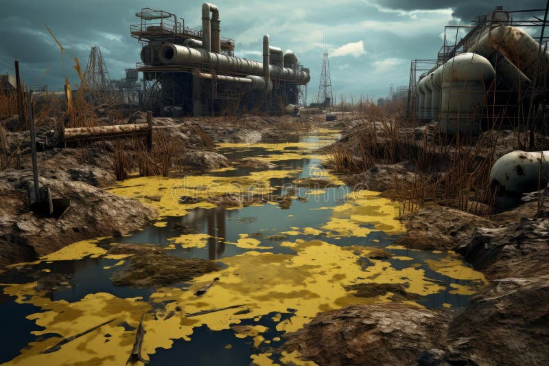 Industrial Pollution in a Post-apocalyptic Landscape Stock Image ...