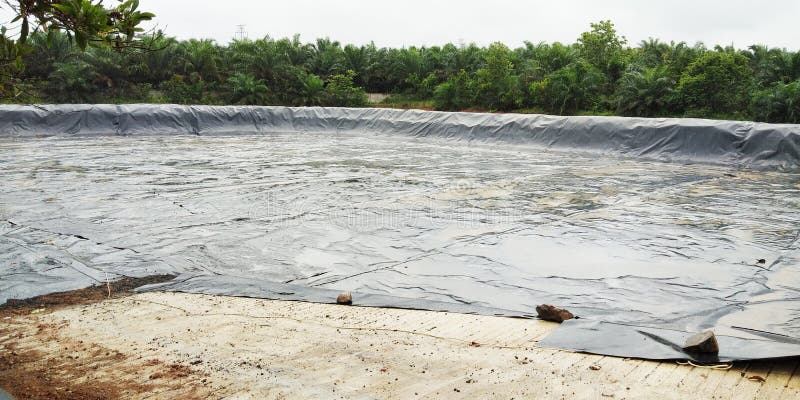 Industrial Pond Lined with Waterproof Plastic Stock Image - Image of ...