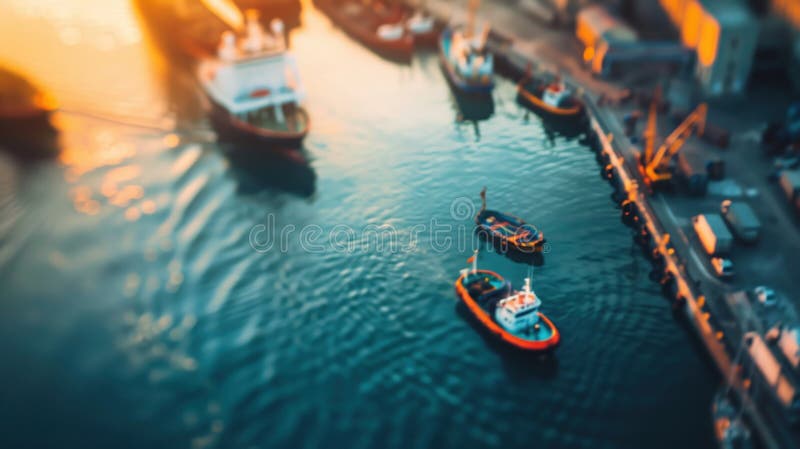 Industrial Port Abstract Background with Container Cranes and Docks ...