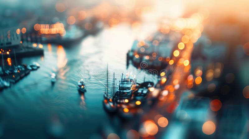 Industrial Port Abstract Background with Container Cranes and Docks ...