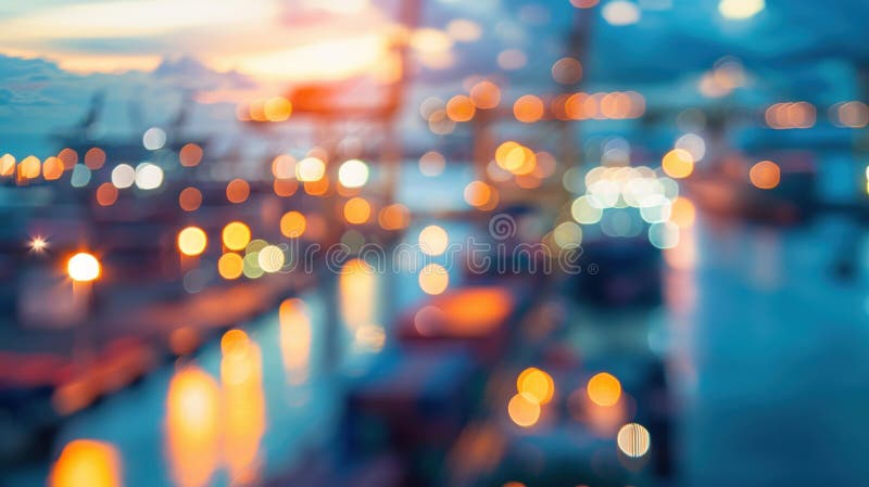Industrial Port Abstract Background with Container Cranes and Docks ...