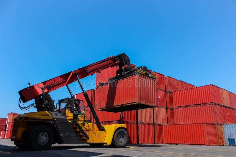 Loading and Unloading Export Import Shipping Containers in Industrial ...