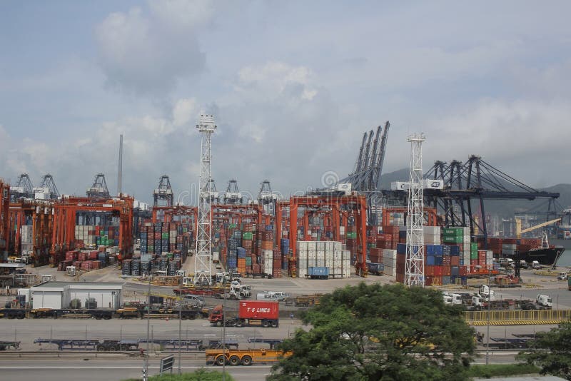 The Industrial Port with Containers Editorial Image - Image of ...