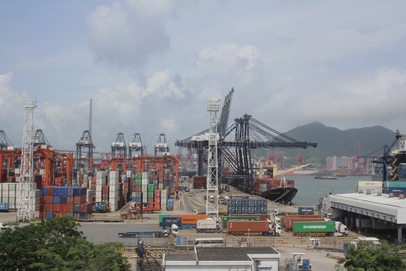 The Industrial Port with Containers Editorial Photo - Image of harbor ...