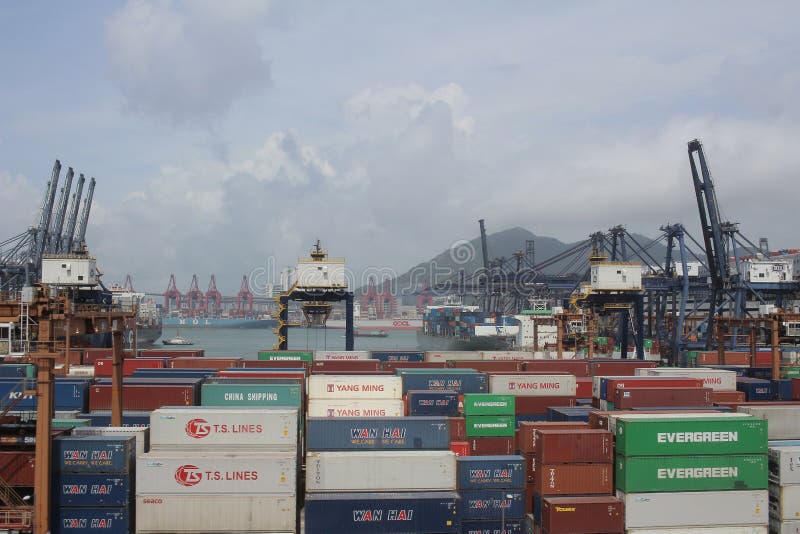 The Industrial Port with Containers Editorial Stock Photo - Image of ...