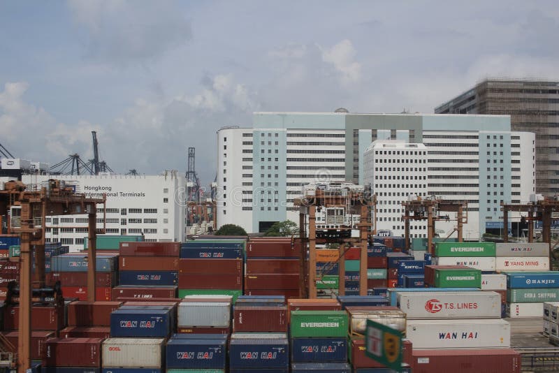 The Industrial Port with Containers Editorial Photo - Image of crane ...