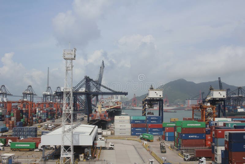 The Industrial Port with Containers Editorial Image - Image of ...