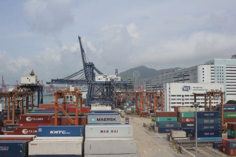 The Industrial Port with Containers Editorial Photography - Image of ...